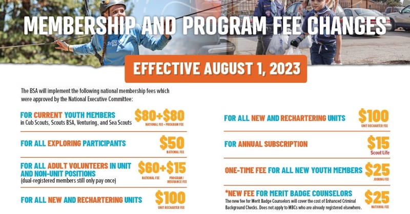 Membership Fee Changes – Michigan Crossroads Council | Scouting America